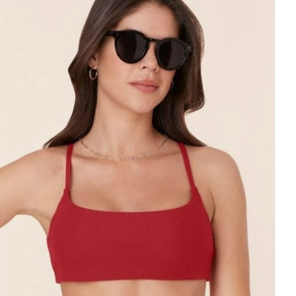 Andie X Mindy Summer Camp Maui Rib Bikini Top Nwot - Gem